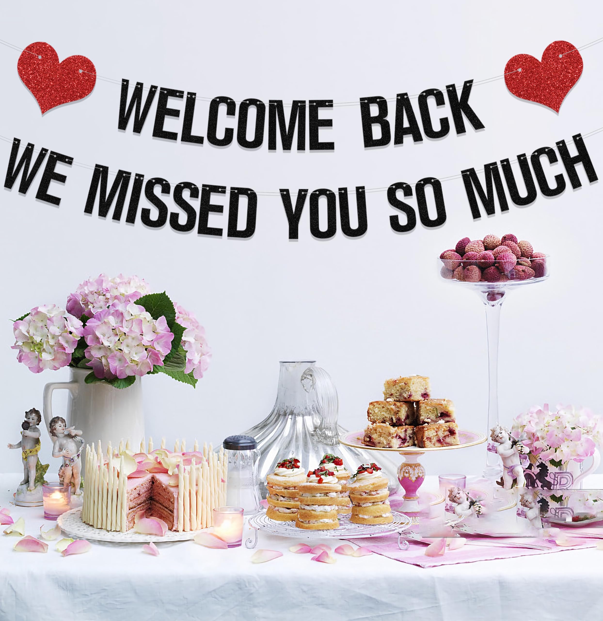 Welcome Back We Missed You So Much Banner, Welcome Back Family Party Decor, Welcome Home We Will Miss You Banner Decorations, Missed You So Much Banner Party Supplies Black Red