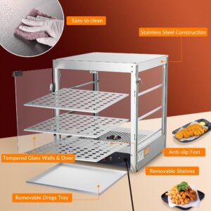 WeChef 3-Tier Commercial Food Warmer Display Pizza Warmer Countertop Pastry Warmer for Restaurant Cafe Buffet 20x20x24