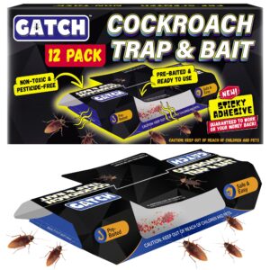 cockroach killer indoor home (12 pack), cockroach traps indoor sticky, baited glue roach killer indoor infestation for roaches, spider, cricket, cars & home, child & pet friendly