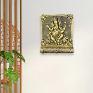 lovenspire lord ganesha key holder home decor key hooks for wall hanging hand crafted decorative showpiece key organizer office entryway hallway living room wall mounted with 3 hooks housewarming gift