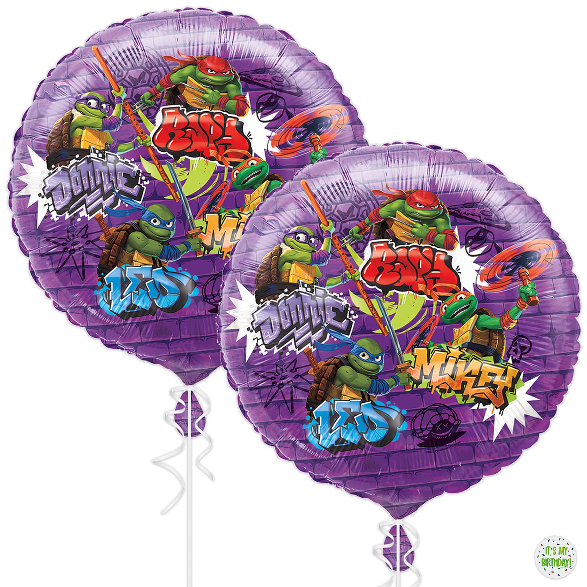 Teenage Mutant Ninja Turtle Balloons | 2 Pack | TMNT Ninja Turtle Party Decorations and Supplies | Sticker