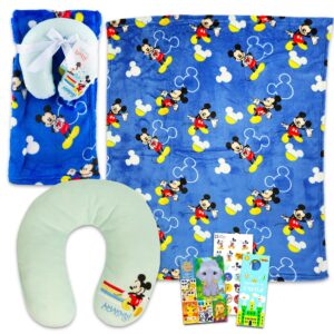 mickey mouse travel blanket - mickey mouse travel pillow bundle includes mickey mouse travel blanket, mickey mouse travel pillow, create-a-face sticker book, more | mickey mouse travel set