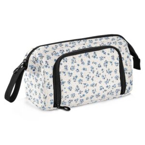 fisyme floral blue flowers pencil case large capacity pencil pouch pen bags box big makeup pencil case organizer