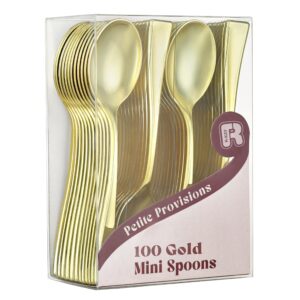 100 pack gold small spoons - 4 inch gold mini spoons - heavy duty mini spoons for dessert, ice cream, tastings, cocktails, bpa free dessert spoons - packaging may vary