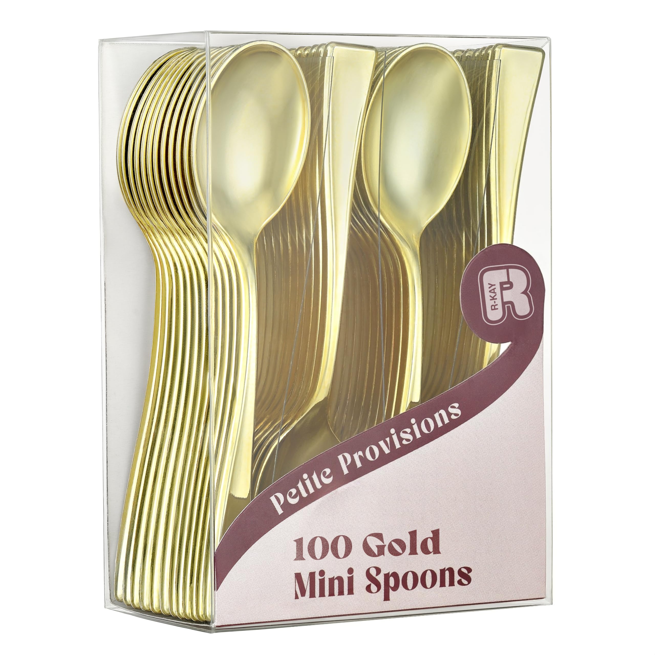 100 Pack Gold Small Spoons - 4 Inch Gold Mini Spoons - Heavy duty Mini Spoons For Dessert, Ice Cream, Tastings, Cocktails, BPA Free Dessert Spoons - Packaging May Vary