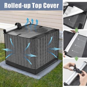 Air Conditioner Covers for Outside, Breathable Full Mesh With Waterproof Top Air Conditioner Cover for All Seasons, AC Unit Cover Protect from Cotttonwood Fluff, Leaves, Debris, 32"W x 32"D x 36"H