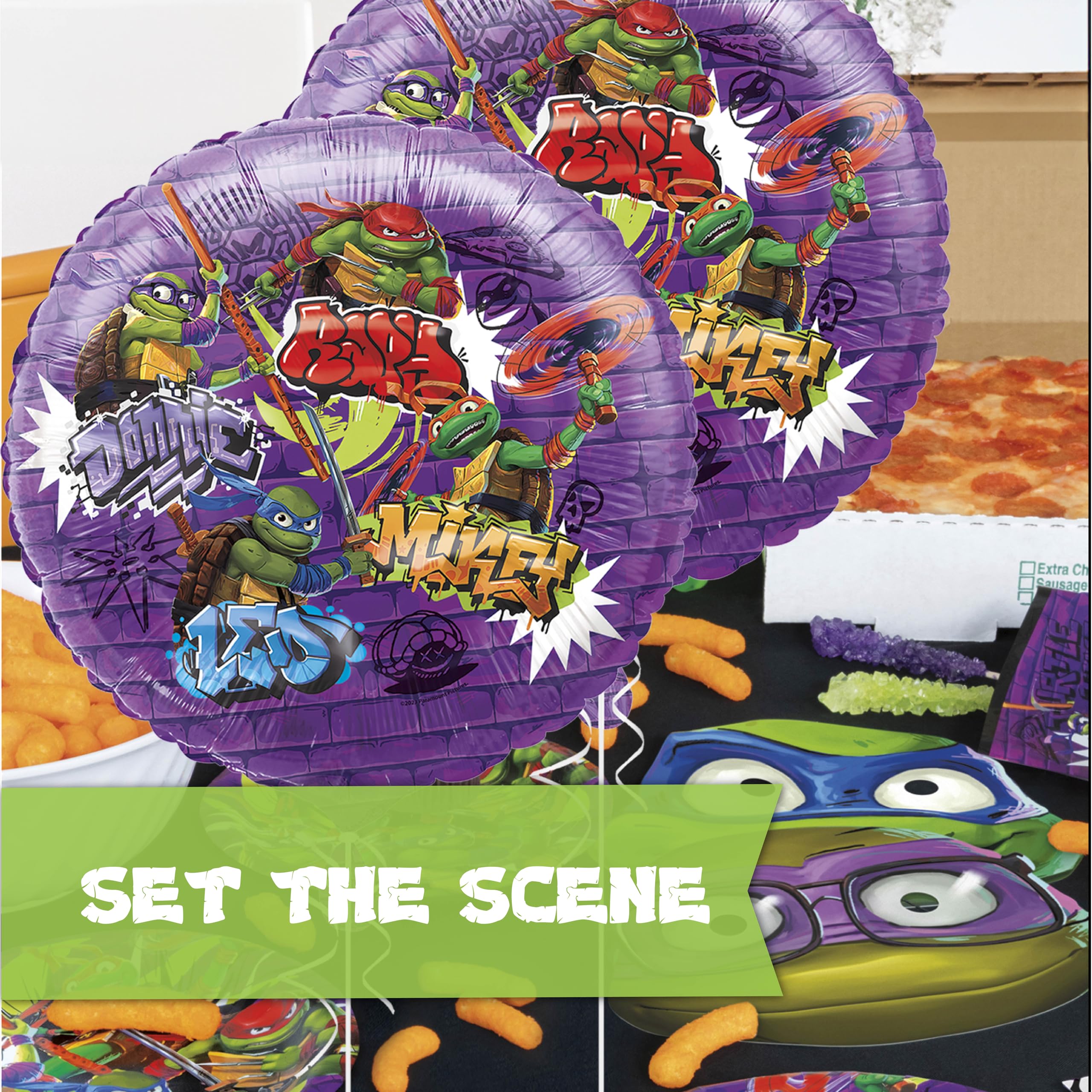 Teenage Mutant Ninja Turtle Balloons | 2 Pack | TMNT Ninja Turtle Party Decorations and Supplies | Sticker