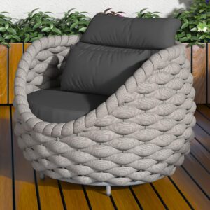 twt outdoor patio furniture, all-weather polyester rope balcony furniture with cushions & pillows, patio couch outdoor patio furniture set for patio, balcony, backyard, deck, poolside, grey