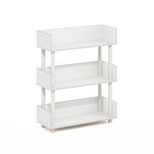 furinno turn-n-tube 3-tier freestanding multipurposes display rack, bookshelf, white/white