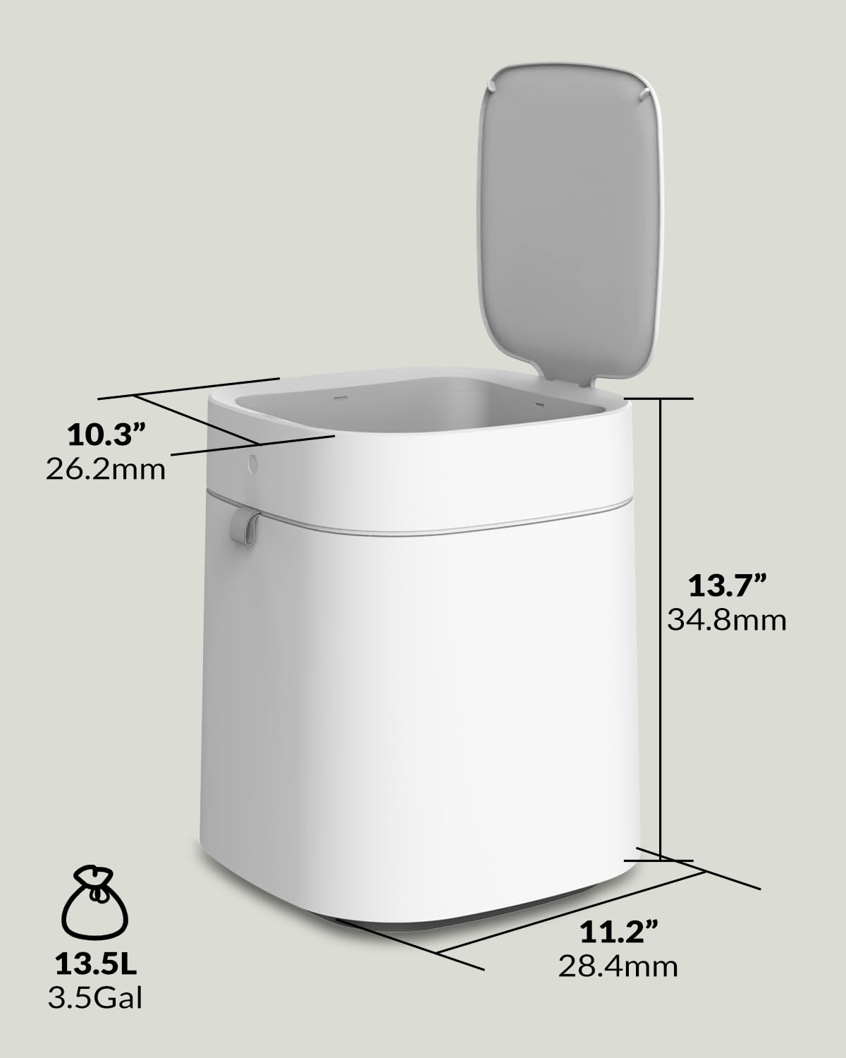 IntreLife Automatic Trash Can, 3.5 Gallon Self-Sealing and Self-Changing Smart Trash Can, Rechargeable Touchless Motion Sensor Trash Bin with Lid for Bathroom Kitchen Office Bedroom(White)