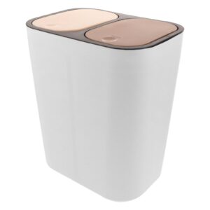 vosarea dual compartment trash can, double garbage can recycling bin with press-open lid sorting trash can plastic 2 dry and wet classified wastebasket for kitchen waste container