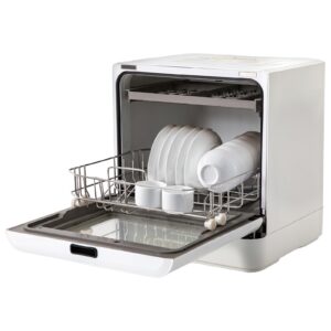 QLK-T08 800W Portable Countertop Dishwasher, 110V 4 Cleaning Functions (White)