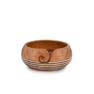 edhas yarn storage acacia wood hand made by indian artisans yarn bowl for crocheting & knitting (6" x 6" x 3'')