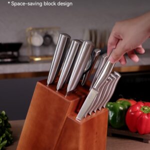 TUO Knife Set with Block and Sharpener, 16 Pcs High Carbon Stainless Steel Knife Block Set, Razor Sharp Kitchen Knife Set, Non-Slip Ergonomic Handle