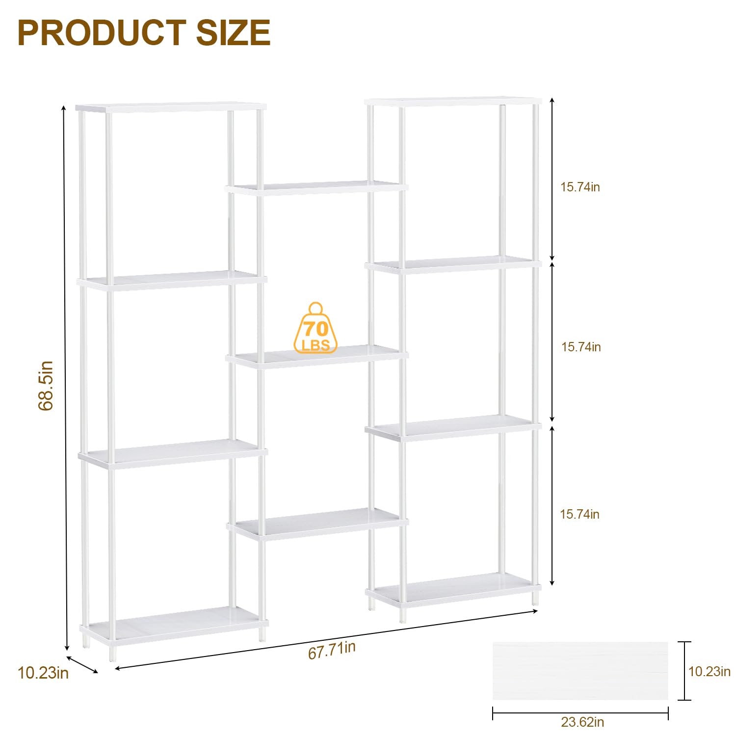 MOOACE 4 Tier Bookshelf, Industrial Style Bookcases with 11 Open Display Shelves, Open Large Storage Bookshelves Shelving with Anti-Falling Device for Bedroom,Living Room, Office Display Cabinet White