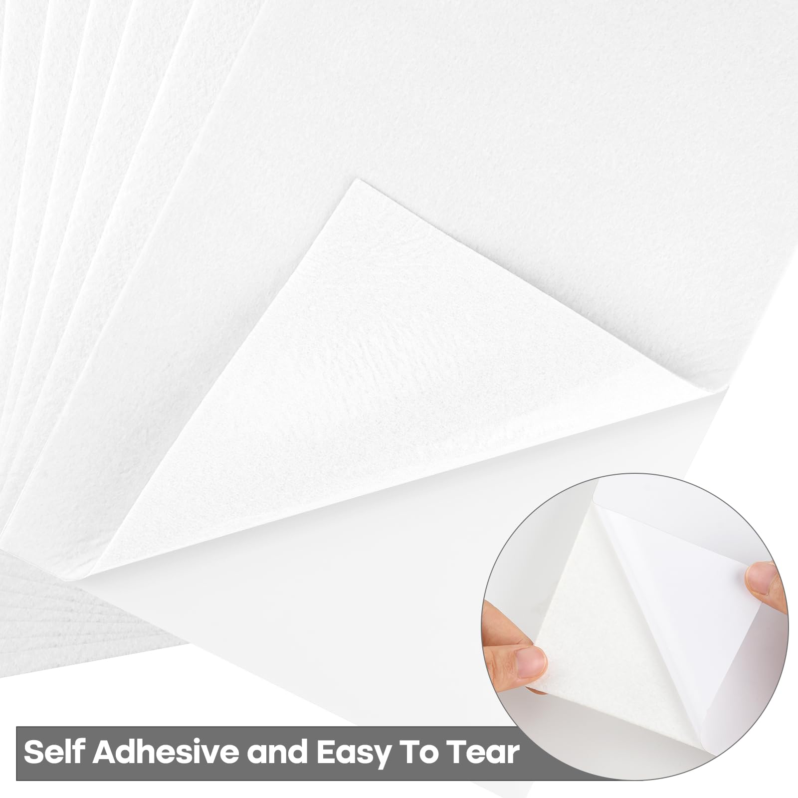 CHRORINE 10 Pcs White Felt Fabric Sheets Self Adhesive Felt Sheets 8 x 12 Inches Felt Paper for Art and Craft Supplies