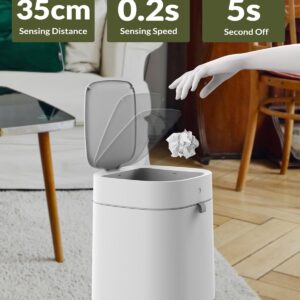 IntreLife Automatic Trash Can, 3.5 Gallon Self-Sealing and Self-Changing Smart Trash Can, Rechargeable Touchless Motion Sensor Trash Bin with Lid for Bathroom Kitchen Office Bedroom(White)