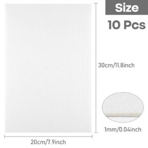 CHRORINE 10 Pcs White Felt Fabric Sheets Self Adhesive Felt Sheets 8 x 12 Inches Felt Paper for Art and Craft Supplies