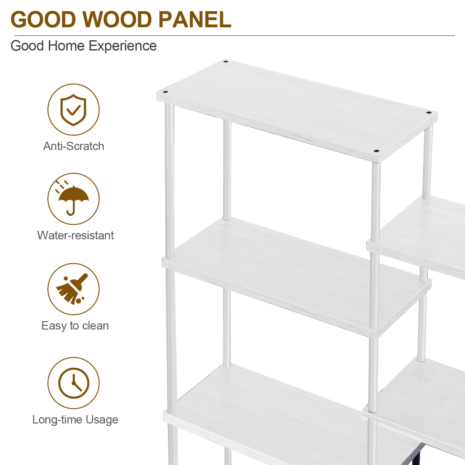 MOOACE 4 Tier Bookshelf, Industrial Style Bookcases with 11 Open Display Shelves, Open Large Storage Bookshelves Shelving with Anti-Falling Device for Bedroom,Living Room, Office Display Cabinet White