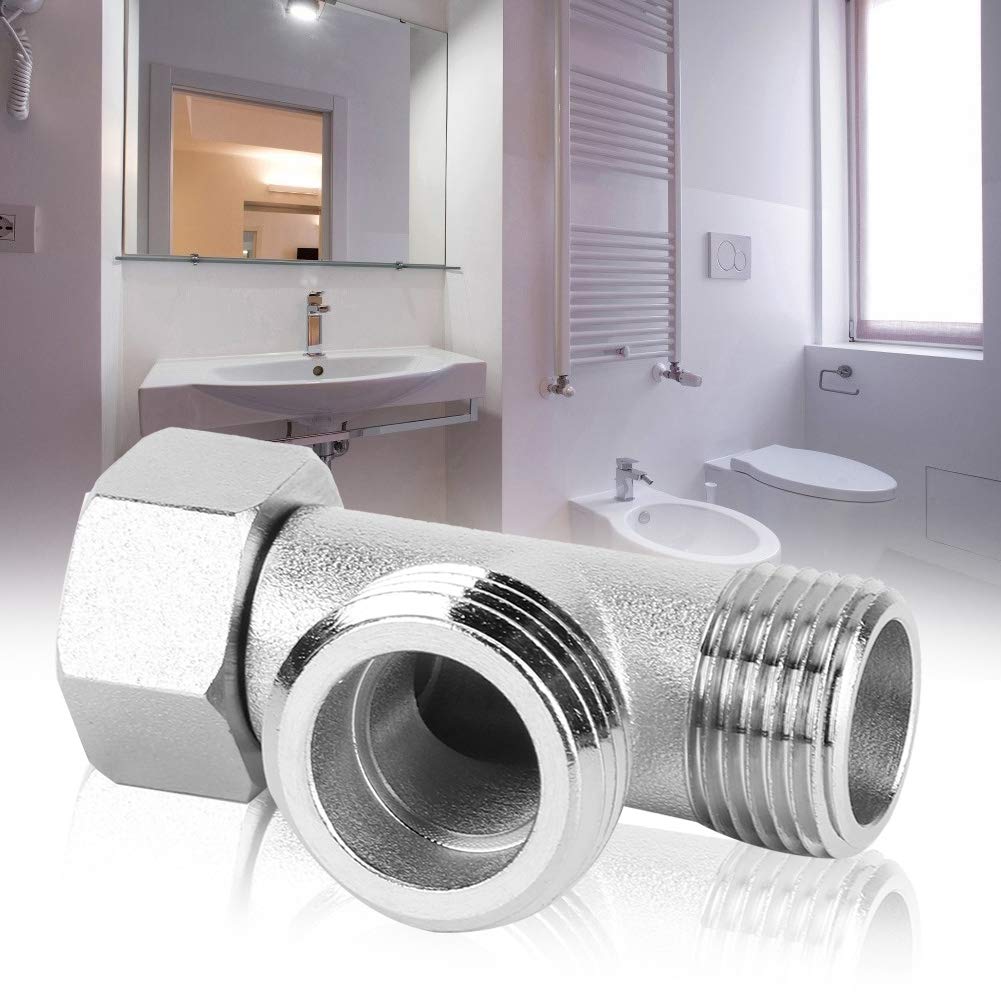 2pcs 3 Way Adapter Connector Standard Angle Tee Valve Toilet Diverter Valve Adapter Flushing Valve Bath Shower Arm Diverter For Angle Valve Hose, Bath Shower Arm, And Toilet Bidet Sprayer Faucet