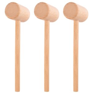 wooden crab mallet for chocolate, mini wooden hammer multi-purpose for kids toys crab lobster mallets, 3pcs