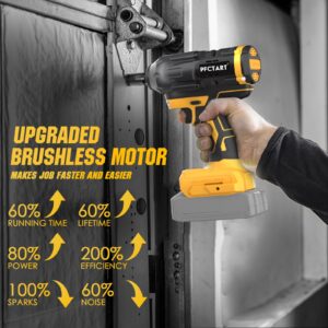 PFCTART Cordless Impact Wrench 1/2, 20V Electric Impact Gun 3300 RPM & Max Torque (1250N.m) 922ft-lbs, Brushless Power Impact Driver with 6 Impact Sockets, Impact Wrench for Tire Lug Nuts