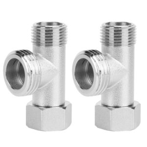 2pcs 3 way adapter connector standard angle tee valve toilet diverter valve adapter flushing valve bath shower arm diverter for angle valve hose, bath shower arm, and toilet bidet sprayer faucet