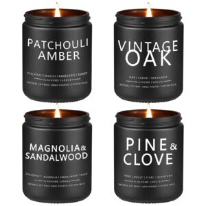 scented candles for men - 4 pack scented candles gifts for men, dad, boyfriend - 50 hours long burning soy candles for home scented (pine/sandalwood/patchouli/oak)