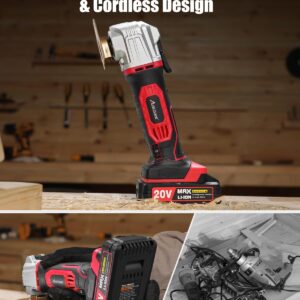 AVID POWER Cordless Oscillating Tool 20V Battery Powered Oscillating Multitool with 2.8° Oscillation Angle, Variable Speed Oscillating Saw w/ 31Pcs Accessories for Scraping/Cutting & Sanding - Red