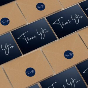 VEEYOL 100 Navy Thank You Cards with Kraft Envelopes, 5x3.75 Inches Greenery Eucalyptus Thank You Notes For Wedding, Baby Shower, Graduation, Bridal, Business, Anniversary