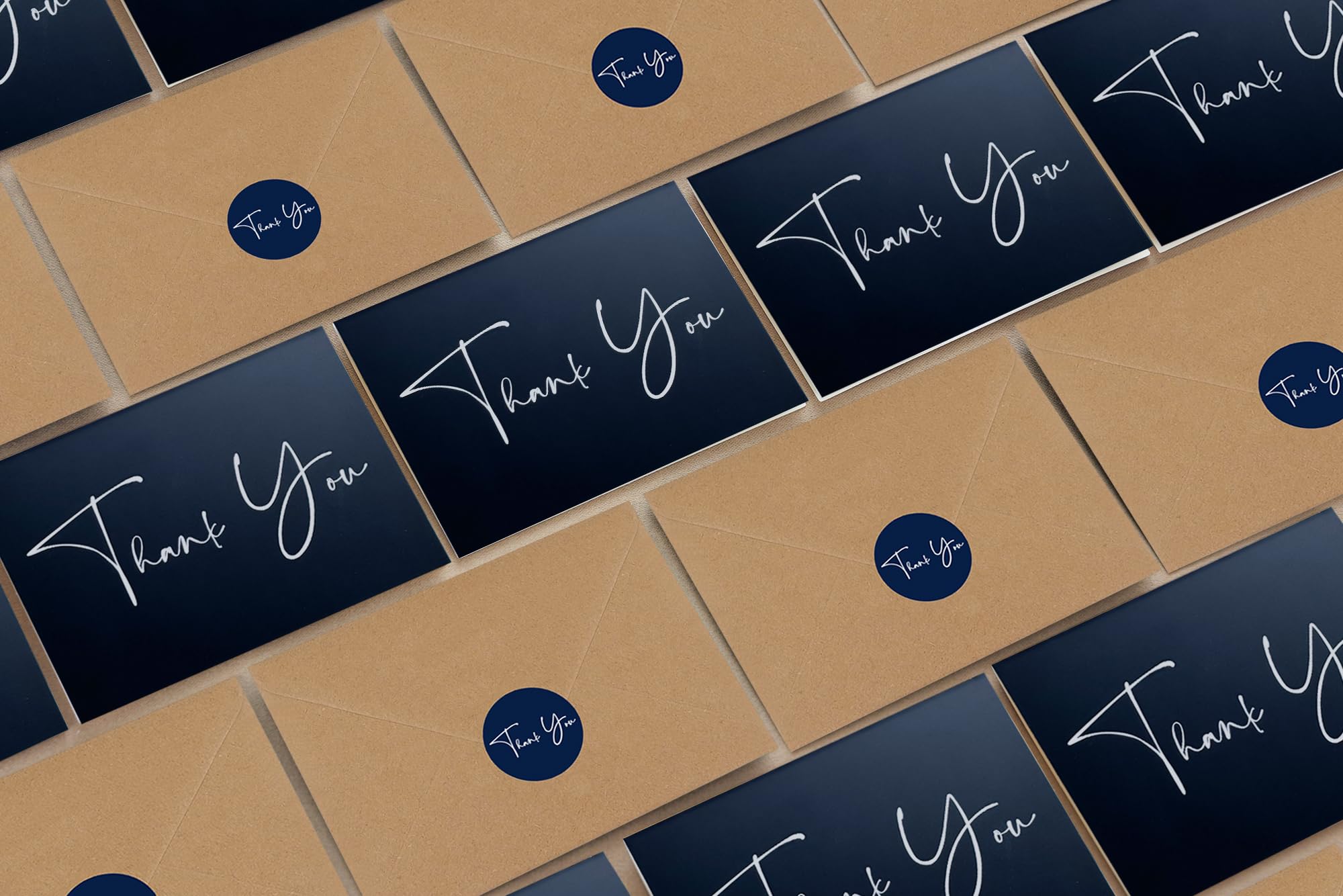 VEEYOL 100 Navy Thank You Cards with Kraft Envelopes, 5x3.75 Inches Greenery Eucalyptus Thank You Notes For Wedding, Baby Shower, Graduation, Bridal, Business, Anniversary