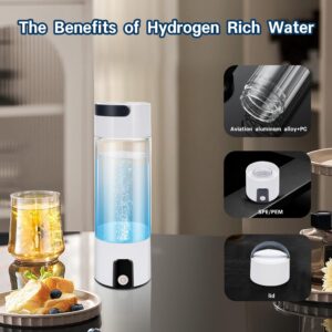 Hydrogen Water Bottle, Portable Hydrogen Water Ionizer Machine, Rechargeable Hydrogen Water Bottle Generator, with Pem SPE Technology Hydrogen Water Cup for Office, Travel, Exercise, Gift for Love