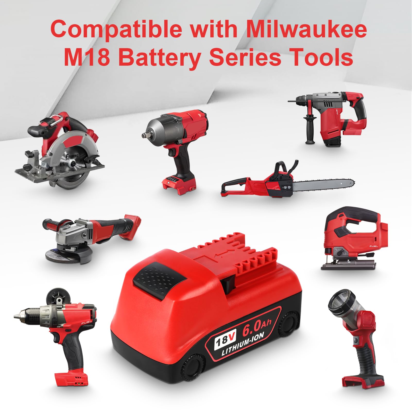 QuasuHaven Upgraded 4Pack 6.0Ah Replacement for Milwaukee M18 Battery Compatible with Milwaukee Battery Cordless Power Tools 48-11-1852 48-11-1850 48-11-1840 48-11-1890 48-11-1828