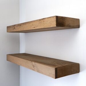 Urbandi Modern Floating Shelves 3 Inches Thick for Wall, Wide Shelves for Kitchen, Living Room, Bedroom, and Bathroom, Natural Pine Wood, Rustic Wooden Shelf, (Set of 2) (Aged Oak, 36Lx3Hx8D)