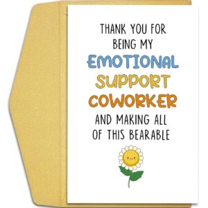 qiliji funny coworker greeting card, coworker birthday card, birthday card for colleague, coworker thank you card, emotional support coworker card