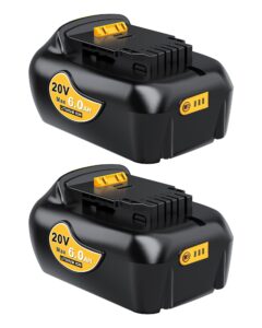 genuine capacity 2 pack 6ah 20v max battery replacement for dewalt 20v battery with usb and usb-c charging port, true capacity lithium ion battery compatible with all 20v dewalt cordless tools