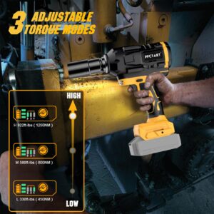 PFCTART Cordless Impact Wrench 1/2, 20V Electric Impact Gun 3300 RPM & Max Torque (1250N.m) 922ft-lbs, Brushless Power Impact Driver with 6 Impact Sockets, Impact Wrench for Tire Lug Nuts