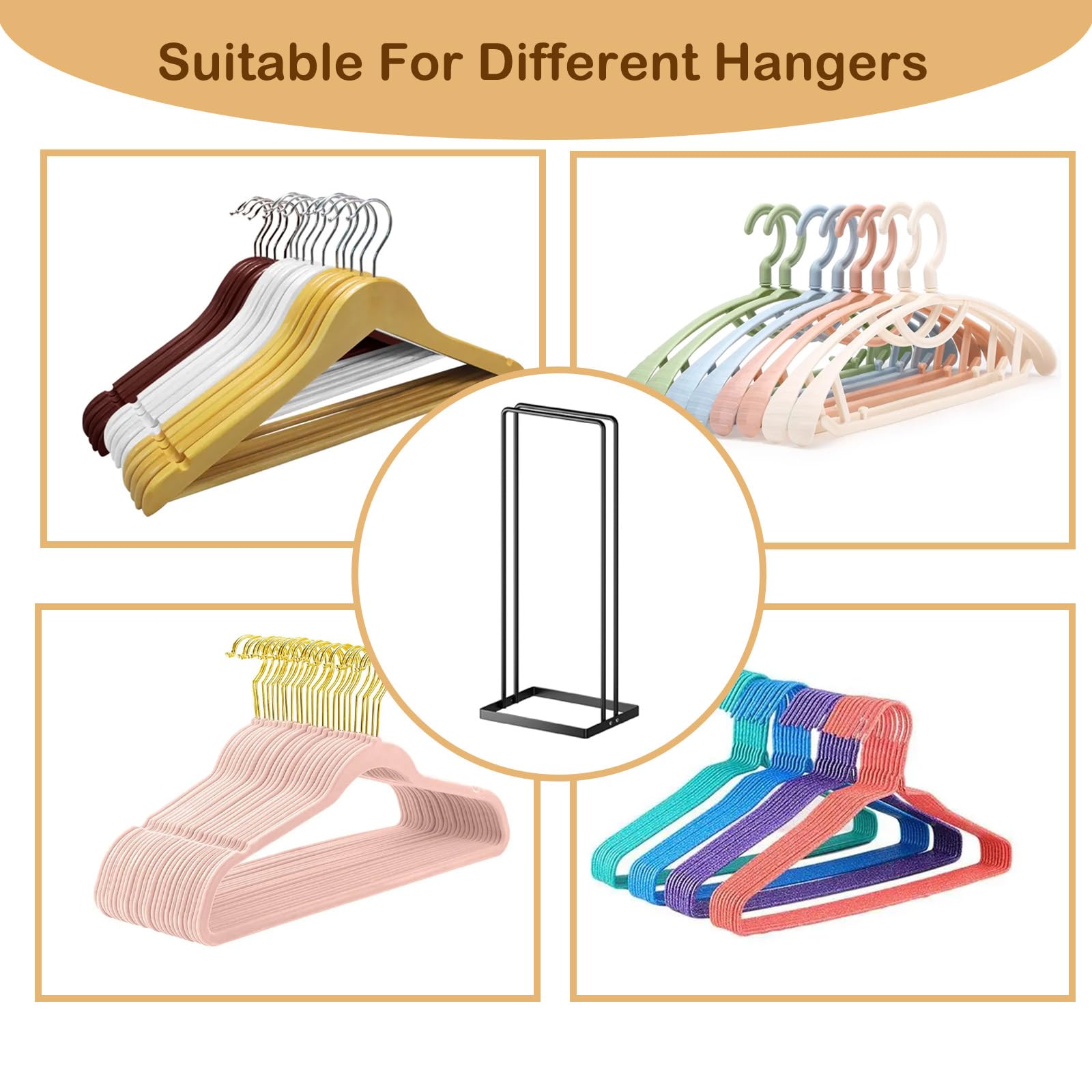 Hanger Organizer Stacker, Hanger Storage Organizer for Closet Laundry Room, Carbon Steel Black Clothes Hanger Storage Rack for Adult or Child