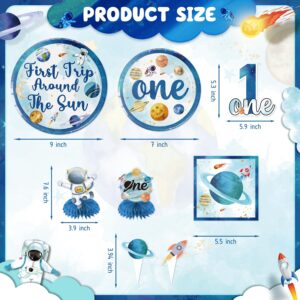 cocomigo 190pcs First Trip Around The Sun Decorations Set, Include Balloon Arch Kit, Backdrop, Plates, Tablecloth, Ballon Box, Etc, for 1st Trip Around The Sun Birthday Decorations Baby Shower