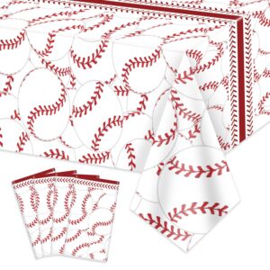 ptecdrots 4 pcs baseball tablecloths, disposable baseball party decorations table covers, rectangular baseball pattern table cloth for boys baseball sports event birthday party supplies, 51x86 inch