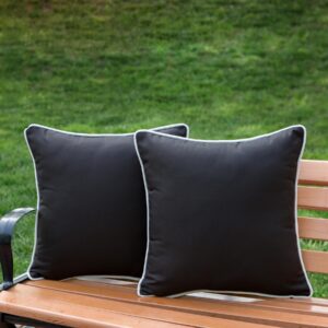 ligicky pack of 2 outdoor waterproof throw pillow covers decorative black and white square pillows cushion case outside pillowcase for patio couch tent sunbrella (18x18 inch)