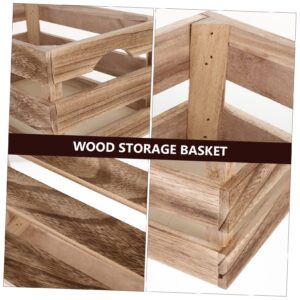 Cabilock Storage Box Sundries Holder Wood Crates for Storage Sundries Organizer Housewarming Present Wooden Office Basket Laundry Room Clothes Basket Large Storage Holder Storage Basket