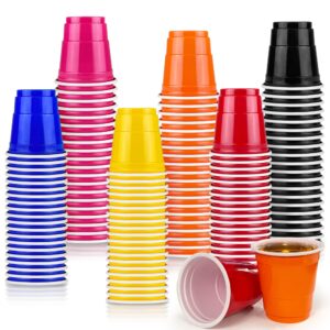 tosparty 120pcs 2oz mini disposable plastic cups mini multicolor party cups small plastic cups multicolor party cups for tastings sample birthday wedding graduation party supplies