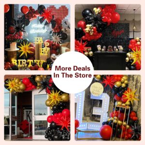 137Pcs Red Black and Gold Balloons Garland Arch Kit with Stars - 5 10 12 18 inch Red Black Gold Confetti Latex Balloons with Starburst Balloons for Graduation Hollywood Casino Theme Party Decorations