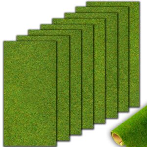 quarenden fairy garden grass, 8pcs, model grass mat, 12×6inch for miniature ornament garden grass dollhouse diy, fairy scenery model grass diy