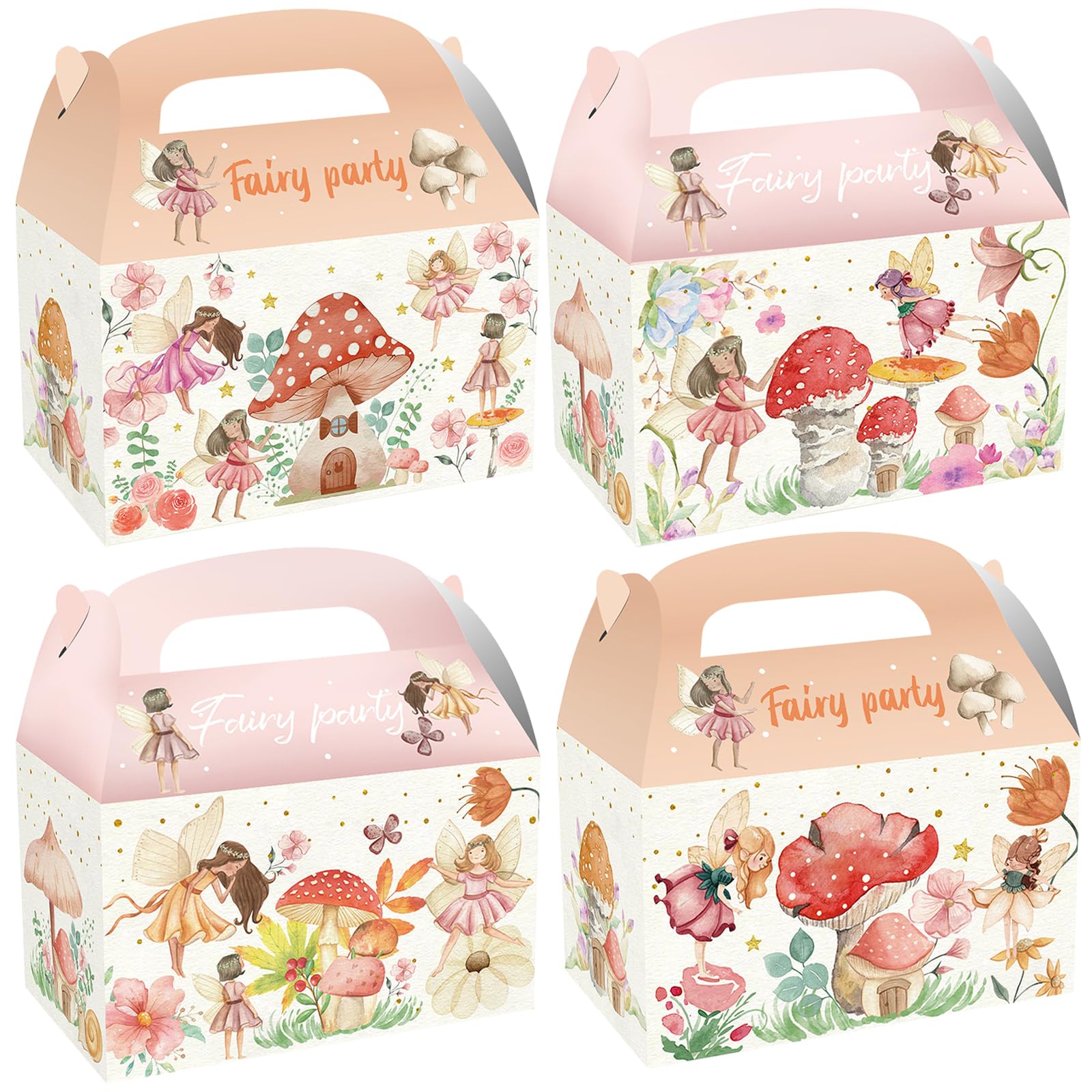 CIEOVO 24 Pack Fairy Party Cardboard Treat Box Cute Fairy Birthday Party Favor Boxes Goody Treat Boxes for Floral Fairies Theme Birthday Baby Shower Supplies