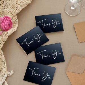 VEEYOL 100 Navy Thank You Cards with Kraft Envelopes, 5x3.75 Inches Greenery Eucalyptus Thank You Notes For Wedding, Baby Shower, Graduation, Bridal, Business, Anniversary