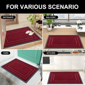 Buganda Floor Door Mat, Heavy Duty Doormat Outdoor Indoor, Natural Rubber Mat, Non Slip, Low Profile Outdoor Mat for Home Entrance, Garage, Patio Porch Farmhouse, 36x24, Wine Red