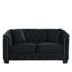 fancuf 59-inch velvet sofa, 2-seater sofa, upholstered tufted backrests with nailhead arms a for living room