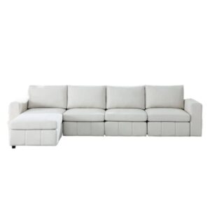 fancuf upholstered modular sofa, l shaped sectional sofa for living room apartment(4-seater with ottoman)